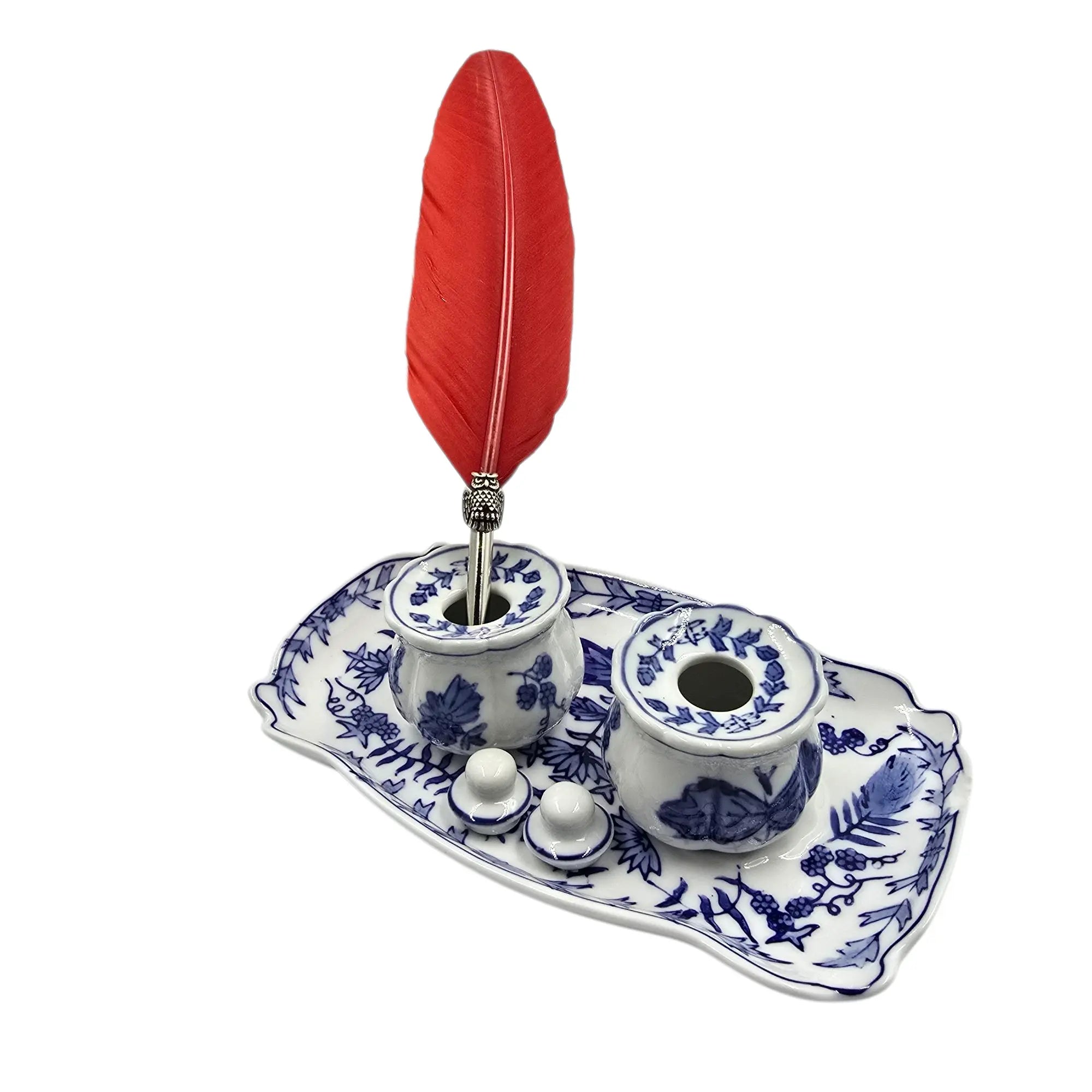 Ref: 0014125-1: Ensemble d'Encriers en Porcelaine – Hieroglyphes